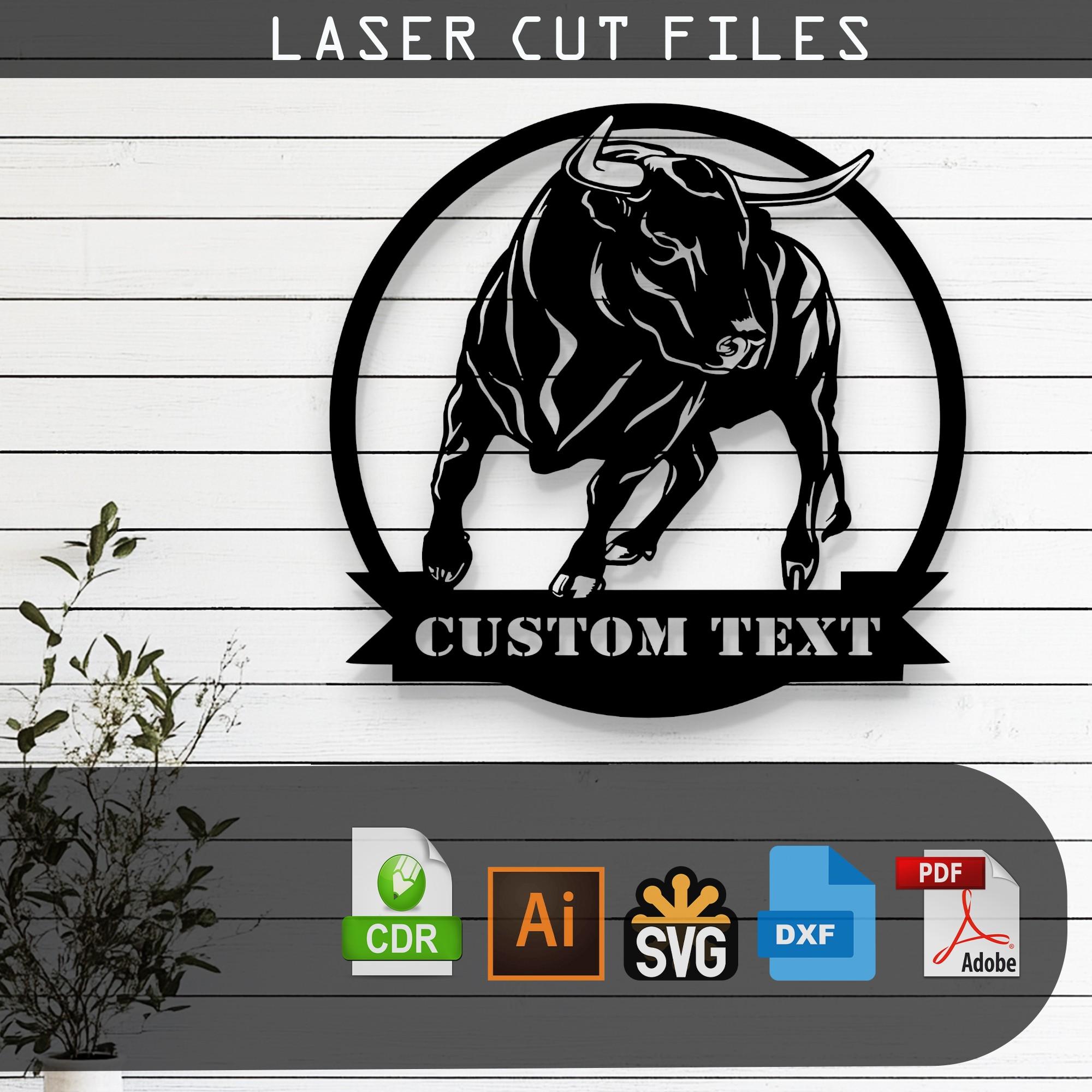 Customizable Bull Silhouette – Laser Cut File for Glowforge, Cricut ...