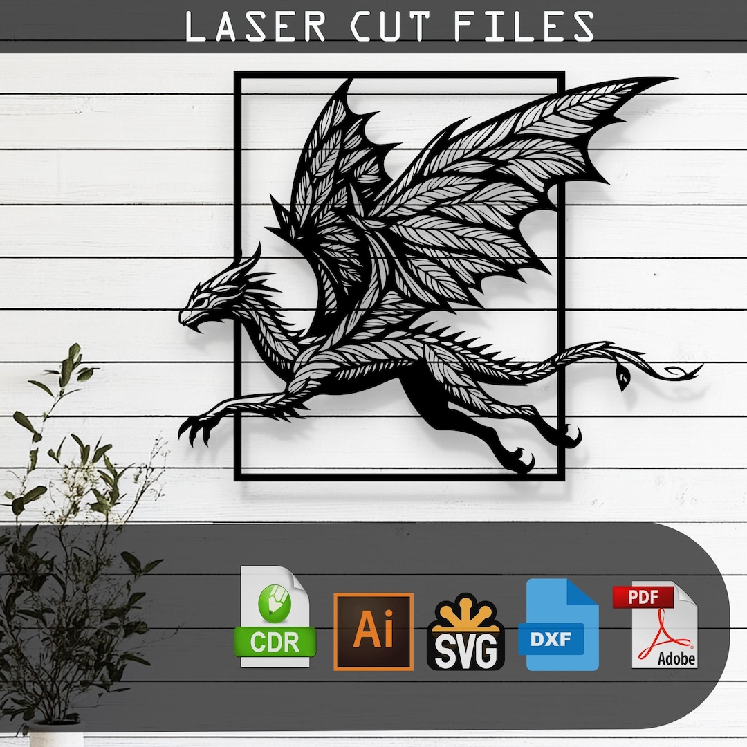 Decorative Dragon Laser Cut Vector Design – SVG, DXF, Ai, Pdf Files ...