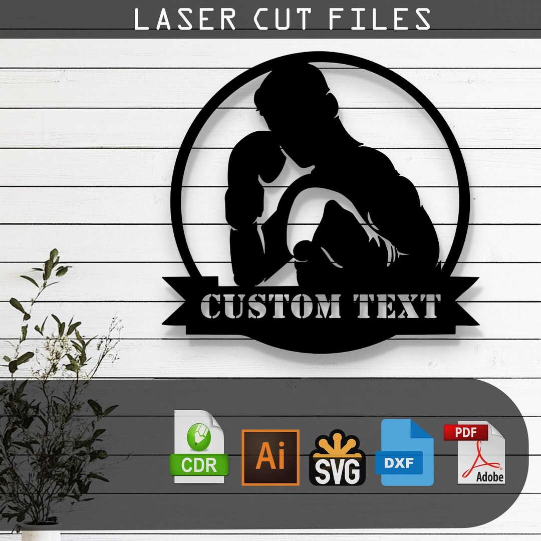 Custom Boxing SVG, Boxer Name Sign, Fighting Laser Cut File, Gym Wall ...