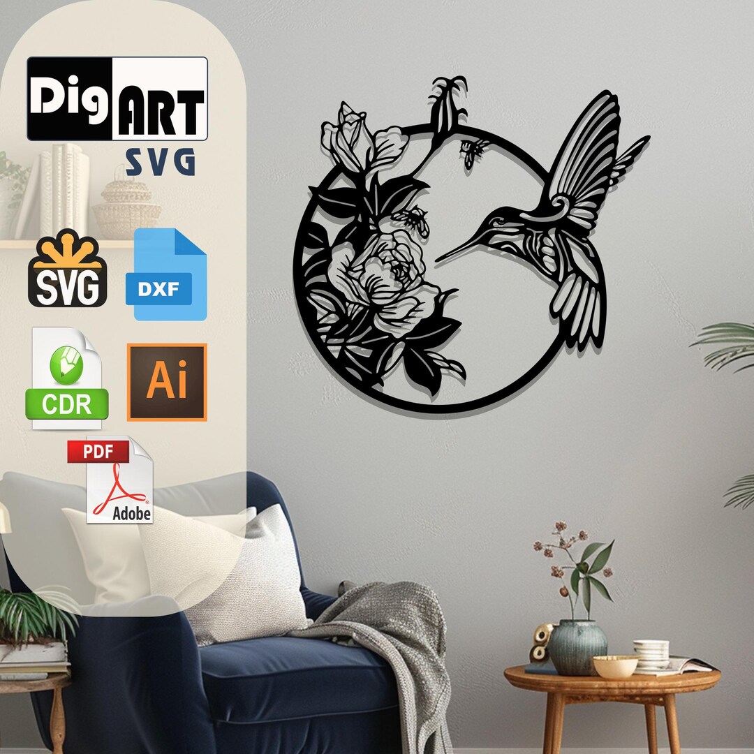 Hummingbird Laser Cut SVG/DXF File Metal Art Wall Art, Engraving Decal ...