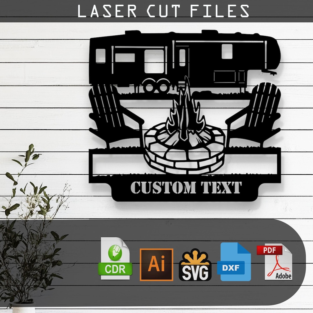 Customizable Camper Van Camping Laser Cut, Vector Files - SVG, DXF, Ai ...