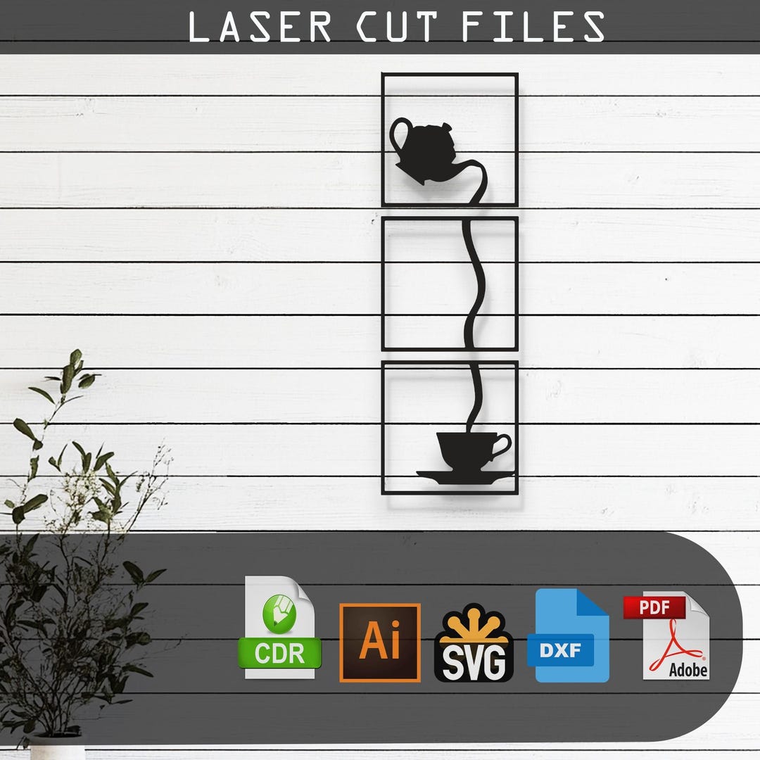 Decorative Coffee Laser Cut Vector Design – SVG, DXF, Ai, Pdf Files for ...