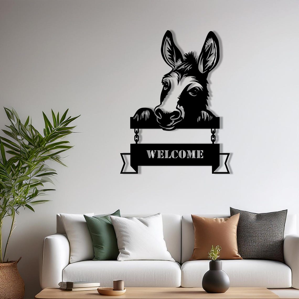 Farm Animal Donkey Welcome Sign Laser Cut Vector Design SVG, DXF, Ai ...