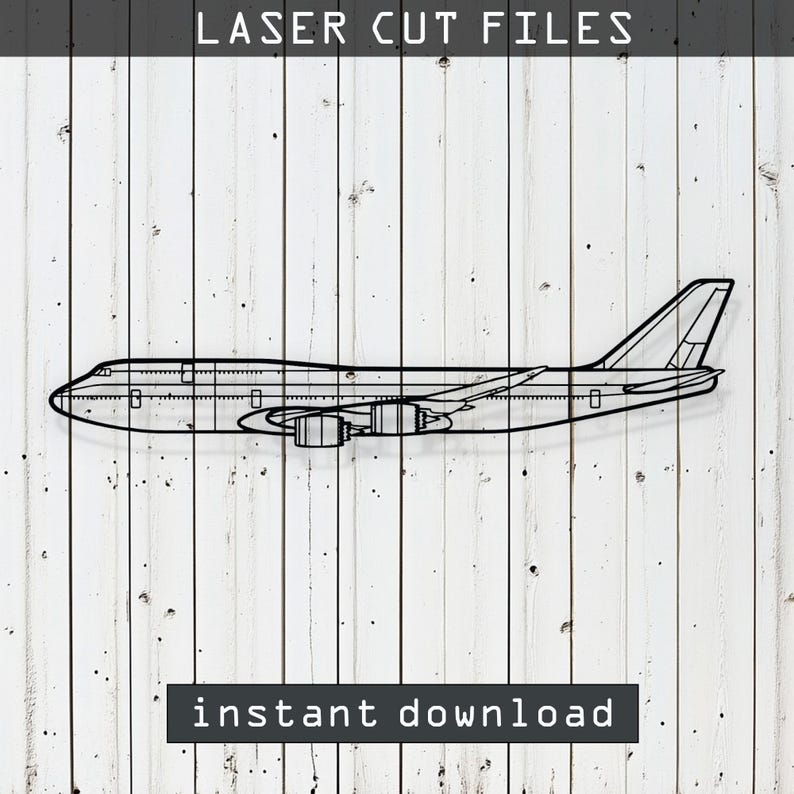 Boeing 747-8 Airplane Silhouette Laser Cut Vector Design – SVG, DXF, Ai ...