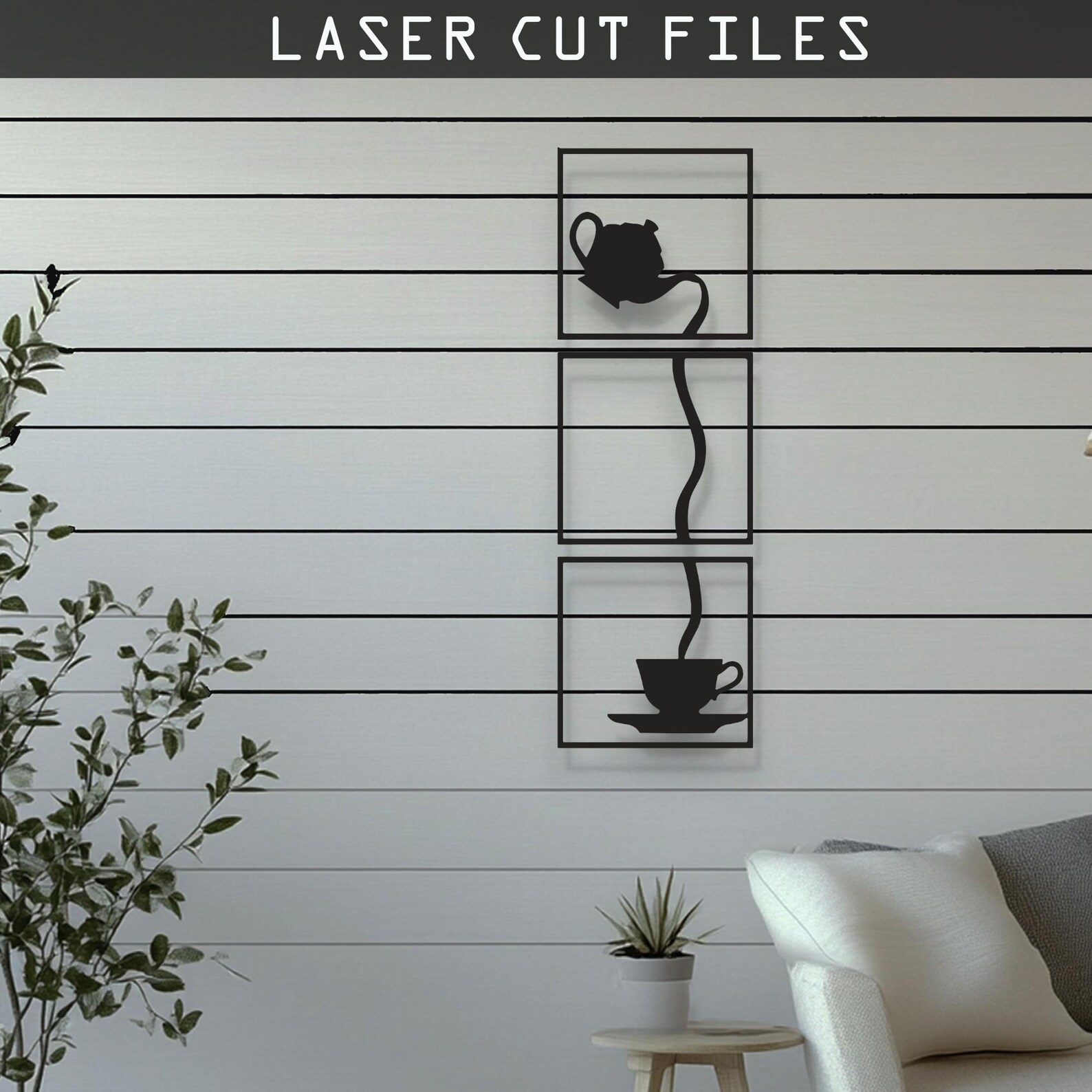 Decorative Coffee Laser Cut Vector Design – SVG, DXF, Ai, Pdf Files for ...