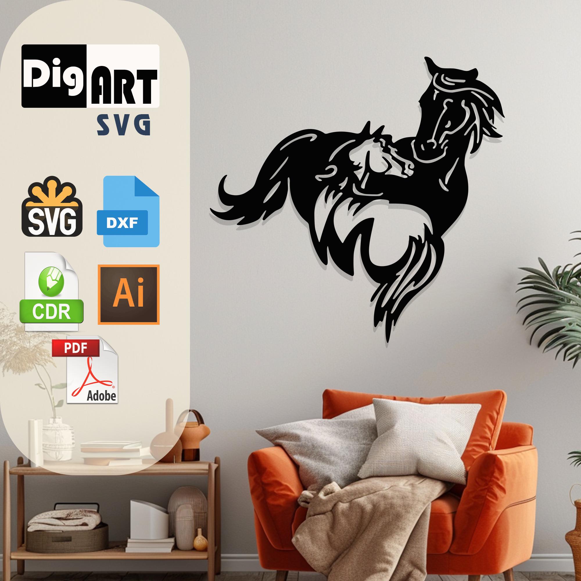 Horse Laser Cut SVG/DXF/CDR/ File Metal Art Wall Art, Engraving Decal ...