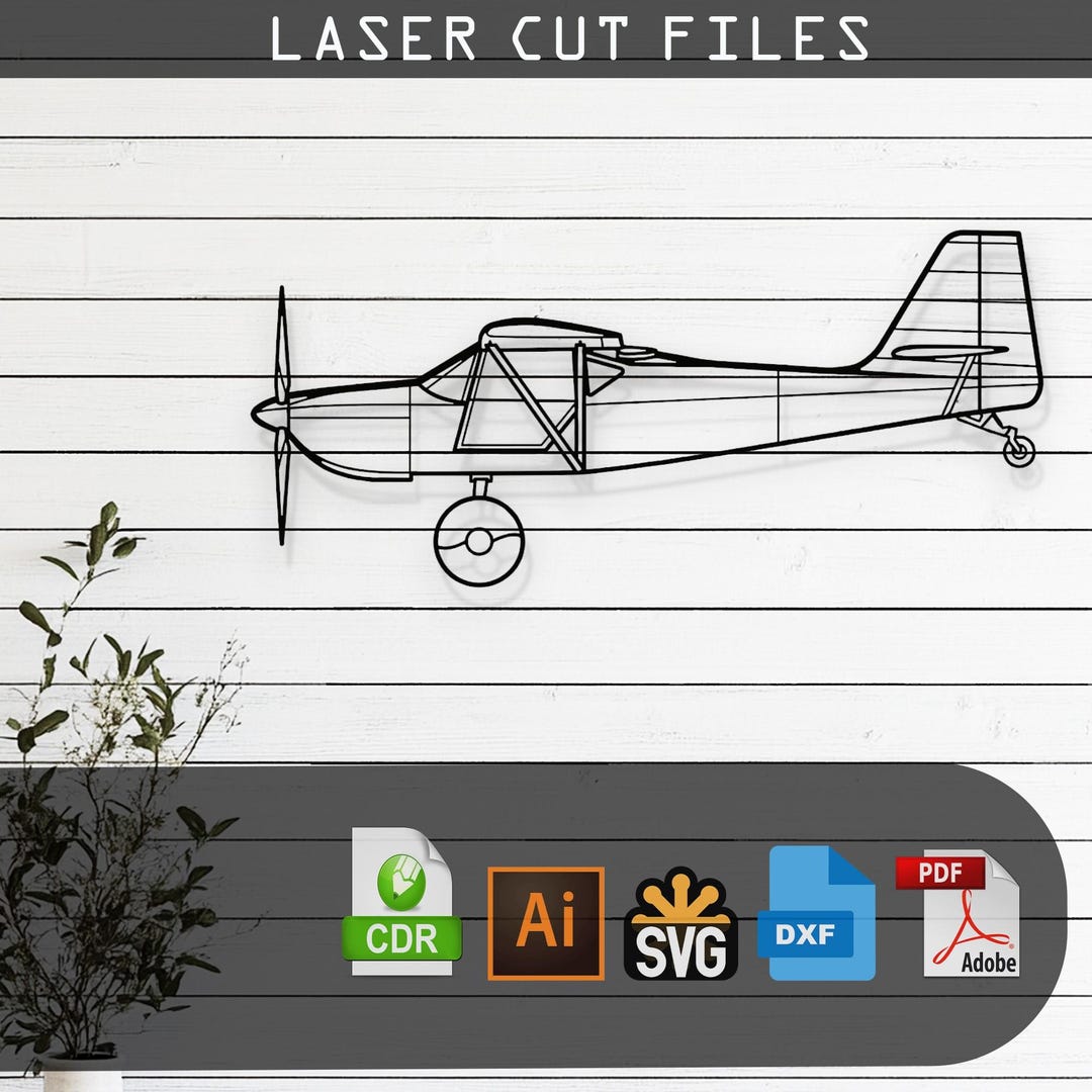 Kitfox 5 Airplane Silhouette Laser Cut Vector Design – SVG, DXF, Ai ...