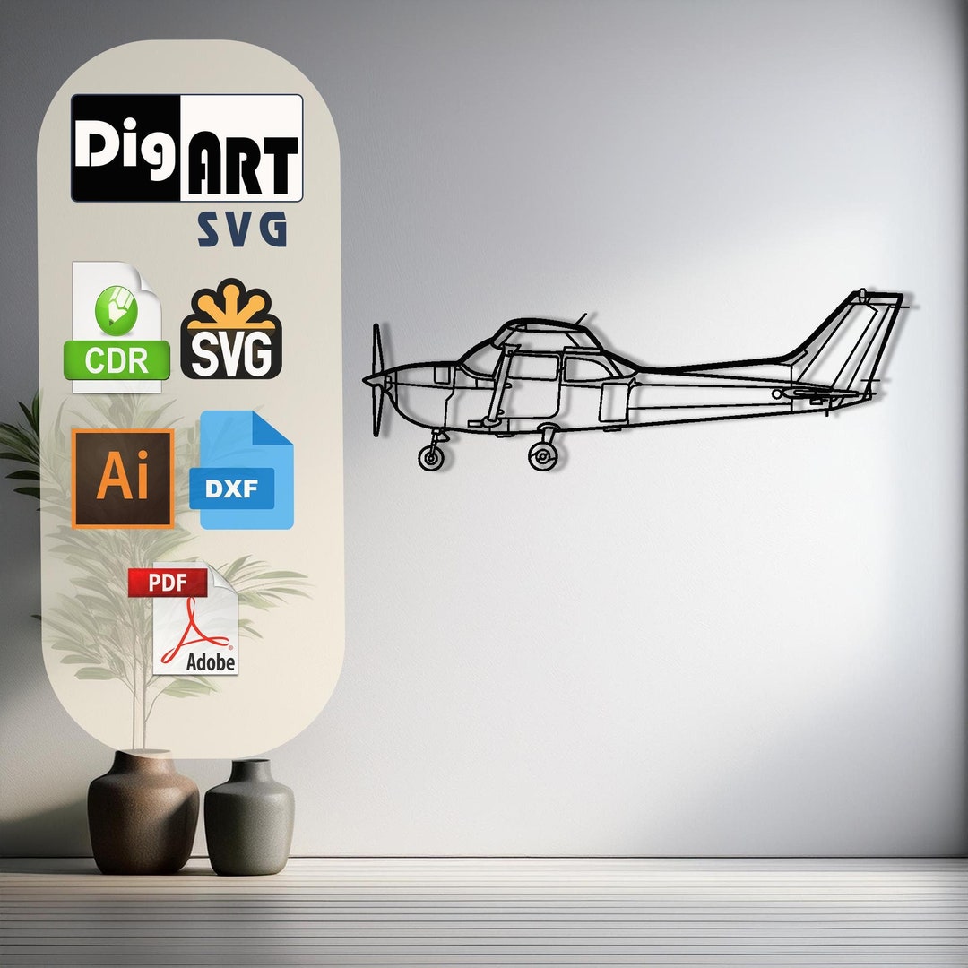 Skyhawk 172 Airplane Silhouette Laser Cut Vector Design SVG, DXF, Ai ...
