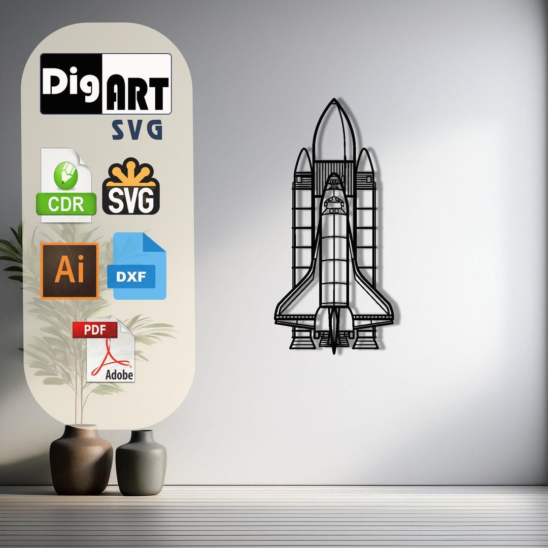 Space Shuttle Silhouette Laser Cut Vector Design – SVG, DXF, Ai, Pdf ...