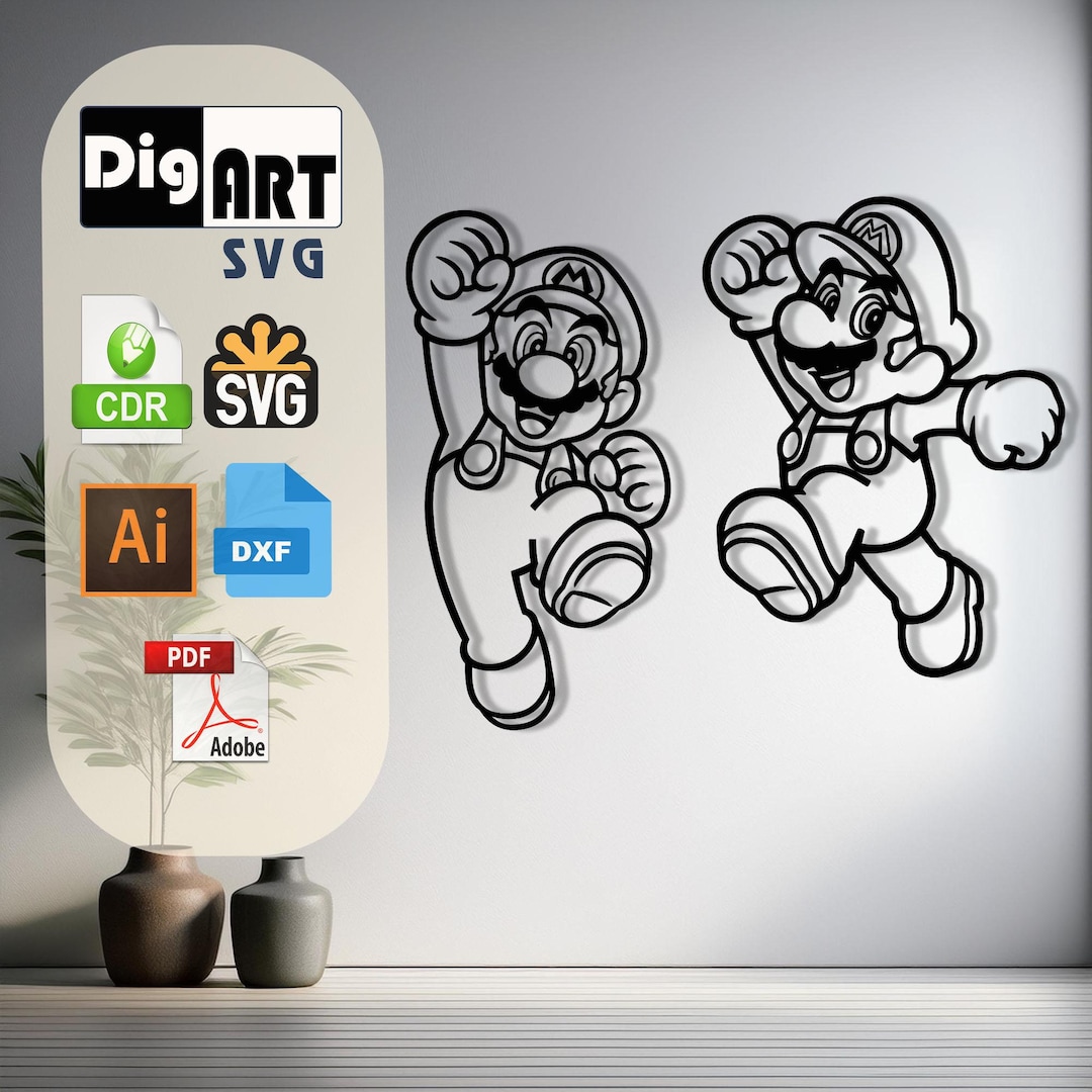 Decorative Super Mario Laser Cut Vector Design– SVG, DXF, Ai, Pdf ...