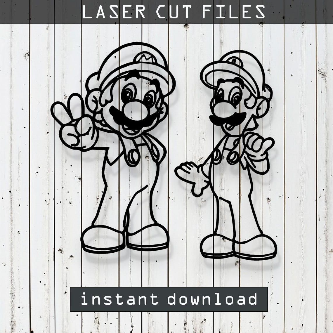Mario Bros Super Mario and Luigi Laser Cut, Vector Files– SVG, DXF, Ai ...