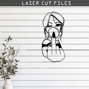 Girl With Middle Finger Laser Cut Vector Design– SVG, DXF, Ai, Pdf ...