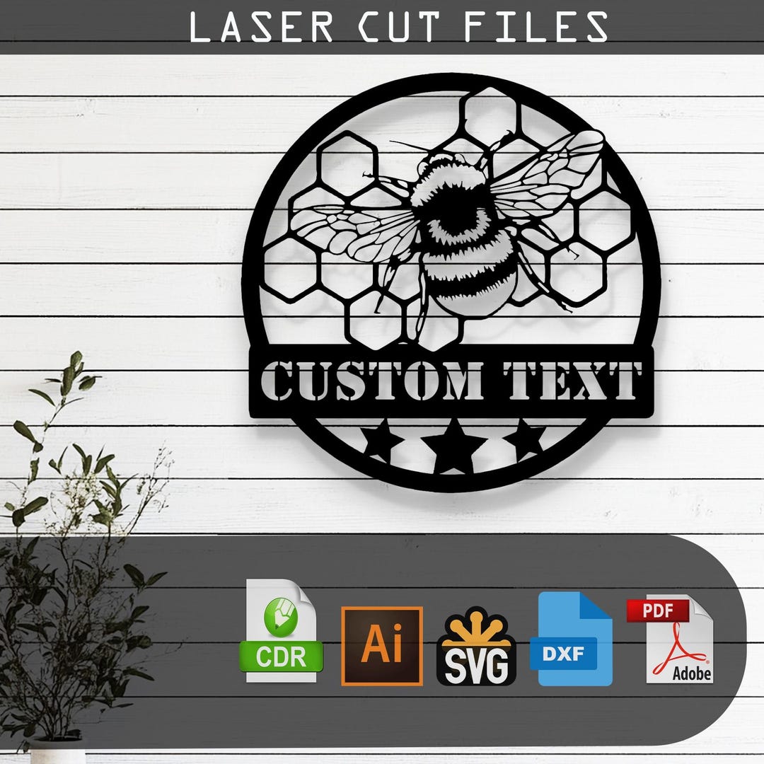 Customizable Bee SVG Laser Cut File – Glowforge, Cricut, Cnc, DIY ...