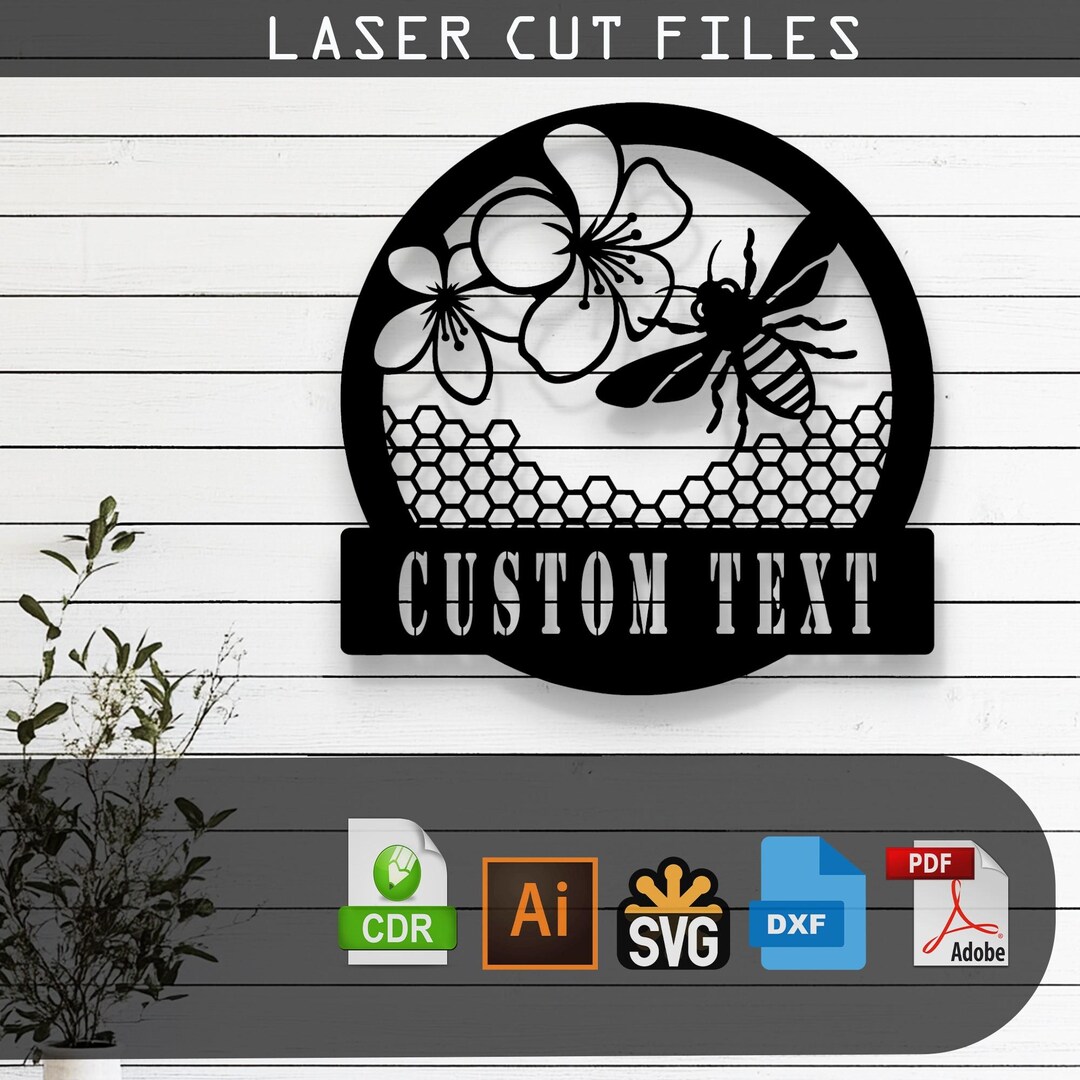 Customizable Bee and Honey SVG Laser Cut File – Glowforge, Cricut, Cnc ...