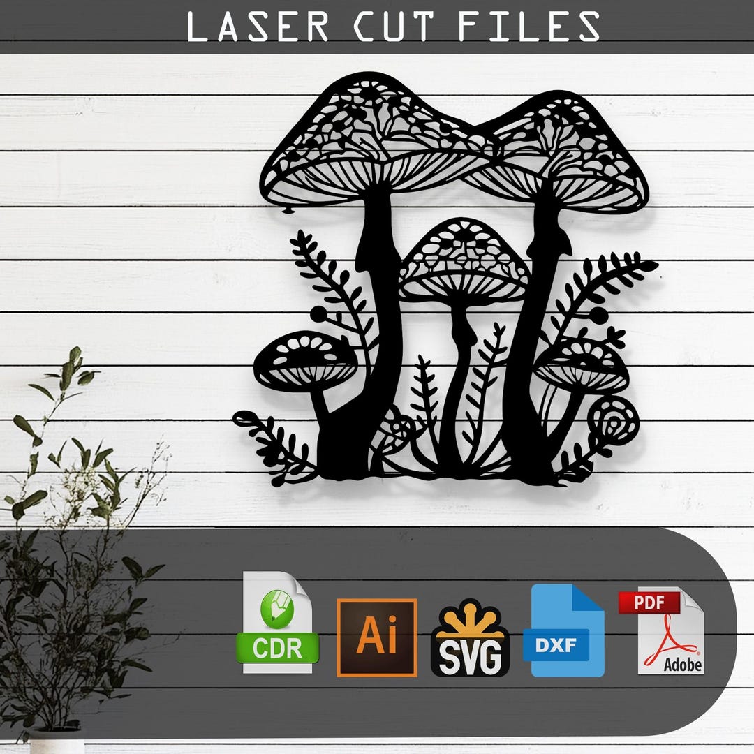 Decorative Mushroom Laser Cut Vector Design – SVG, DXF, Ai, Pdf Files ...