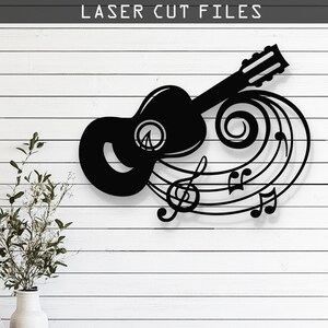 Decorative Music Notes and Guitar Laser Cut Design –SVG, DXF, Ai, Pdf ...