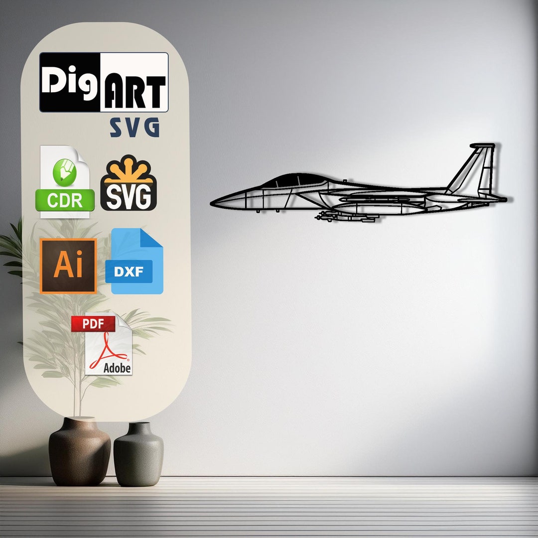 F-15E Strike Eagle Airplane Silhouette Laser Cut Vector Design SVG, DXF ...