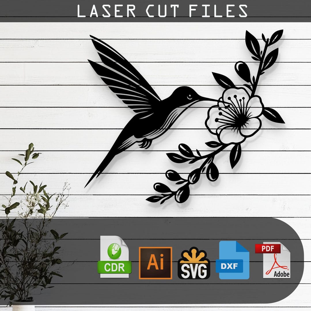 Decorative Hummingbird Laser Cut Vector Design– SVG, DXF, Ai, Pdf Files ...