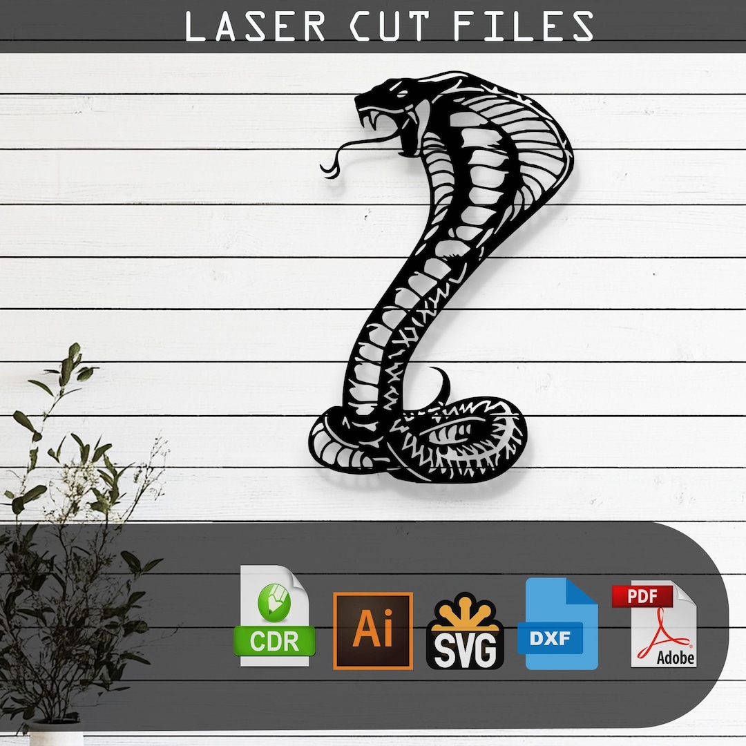 Cobra Snake Silhouette Laser Cut, Vector Files – SVG, DXF, Ai, Pdf ...