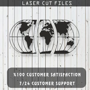 Decorative World Map Laser Cut Vector Design – SVG, DXF, Ai, Pdf Files ...