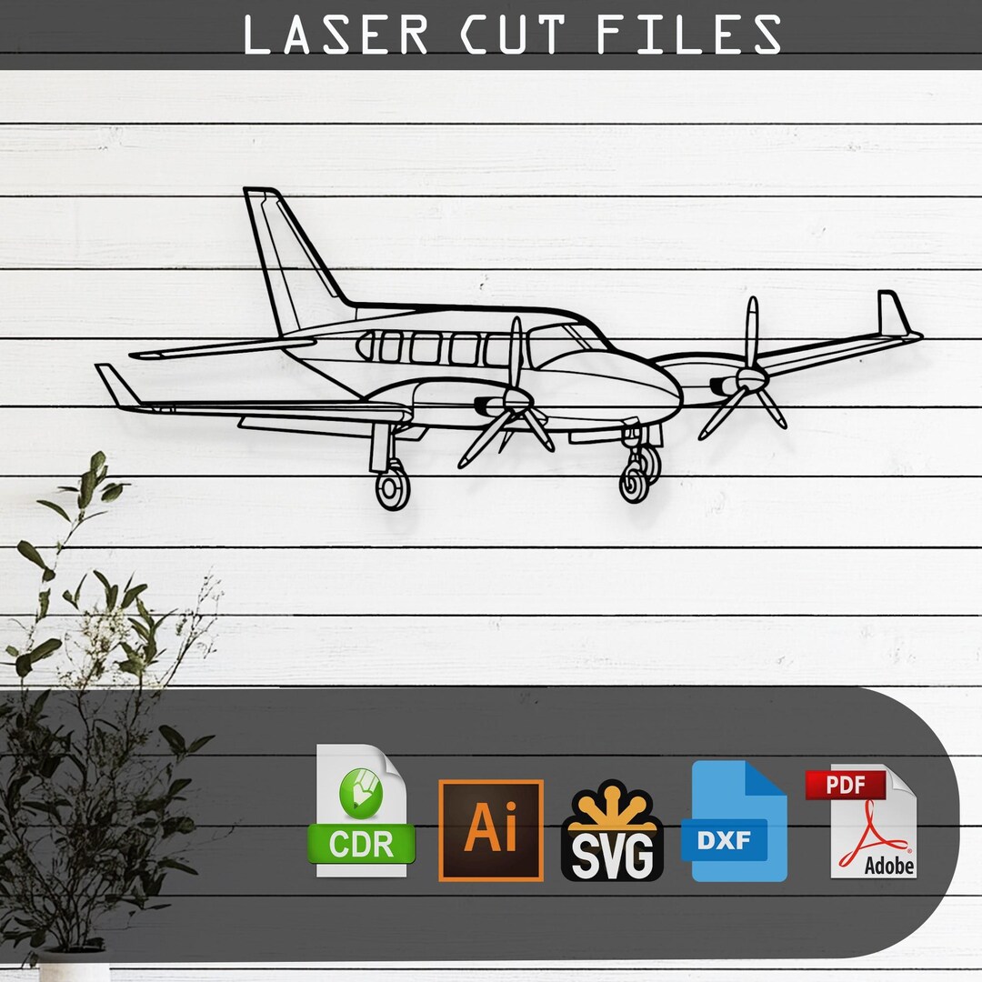 Piper Pa-31 Airplane Silhouette - Svg Dxf AI Pdf CDR EPS - Laser Cut ...