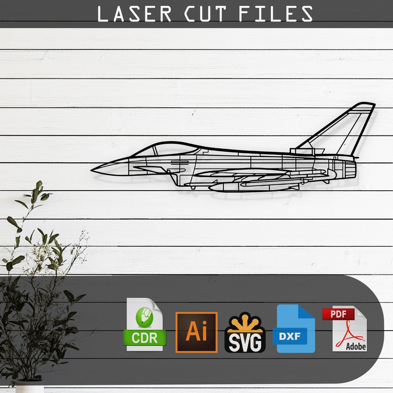 Eurofighter Typhoon Airplane Silhouette Laser Cut Vector Design – SVG ...
