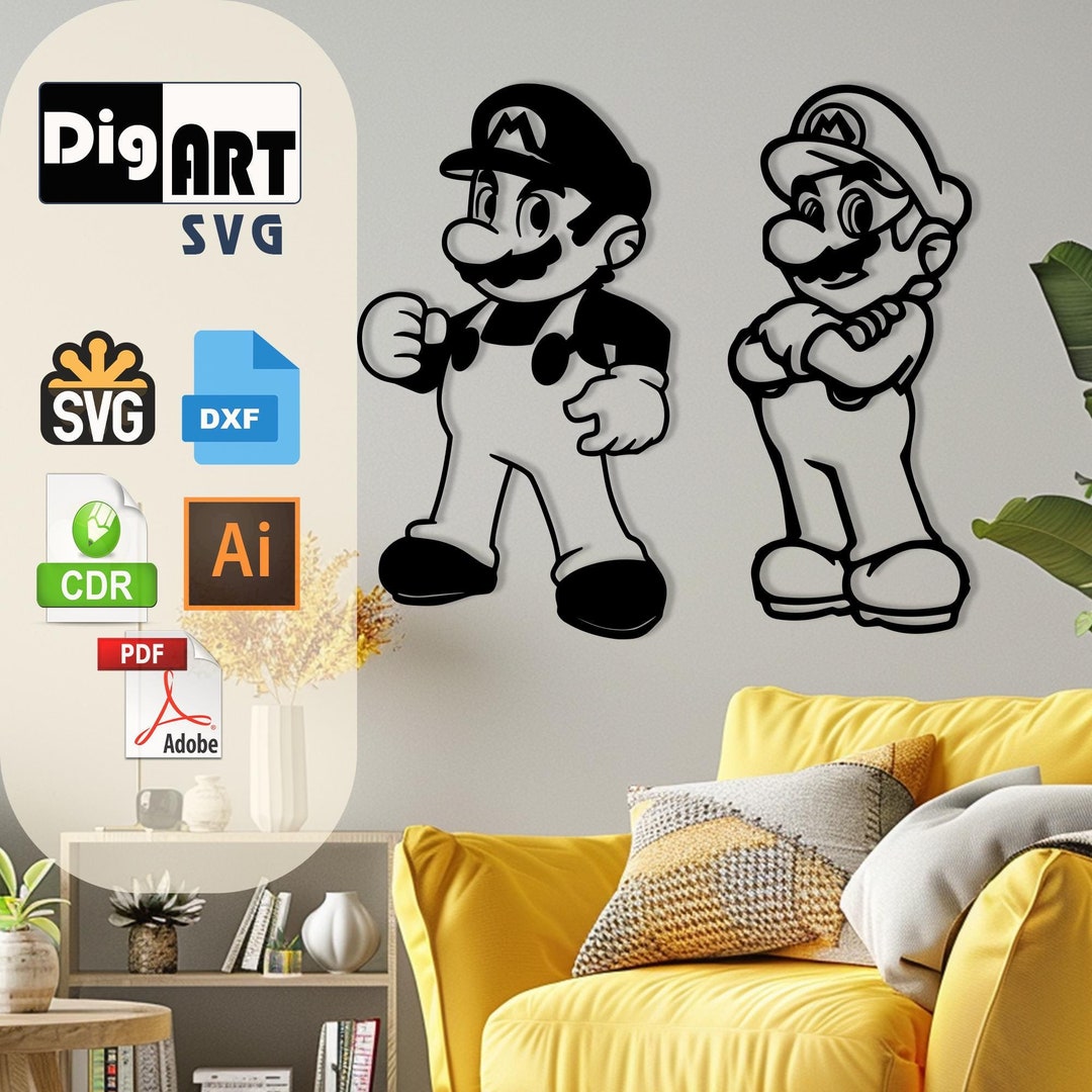 Mario Bros Super Mario Laser Cut, Vector Files– SVG, DXF, Ai, Pdf ...