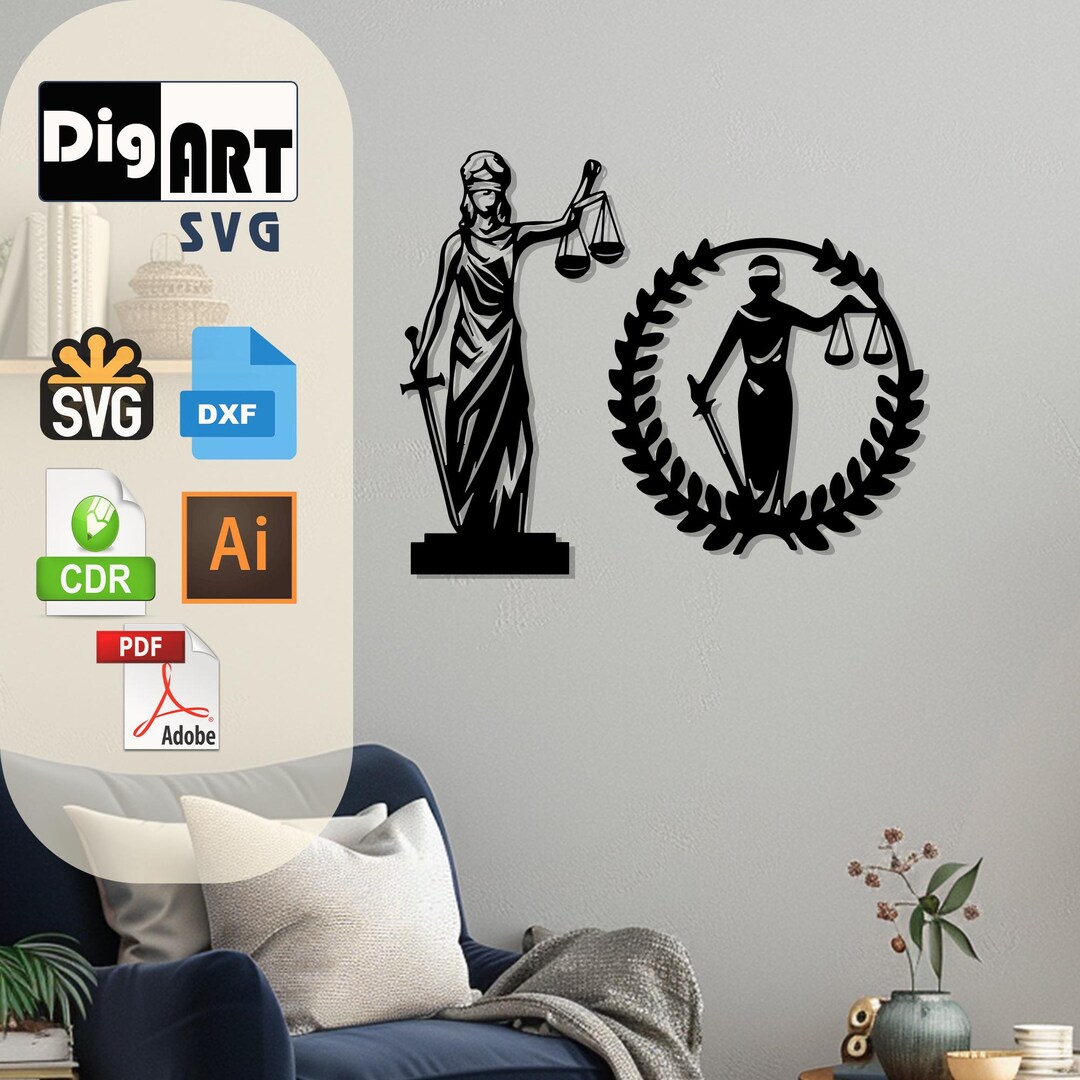 God of Justice Laser Cut Vector Design SVG, DXF, Ai, Pdf Files ...