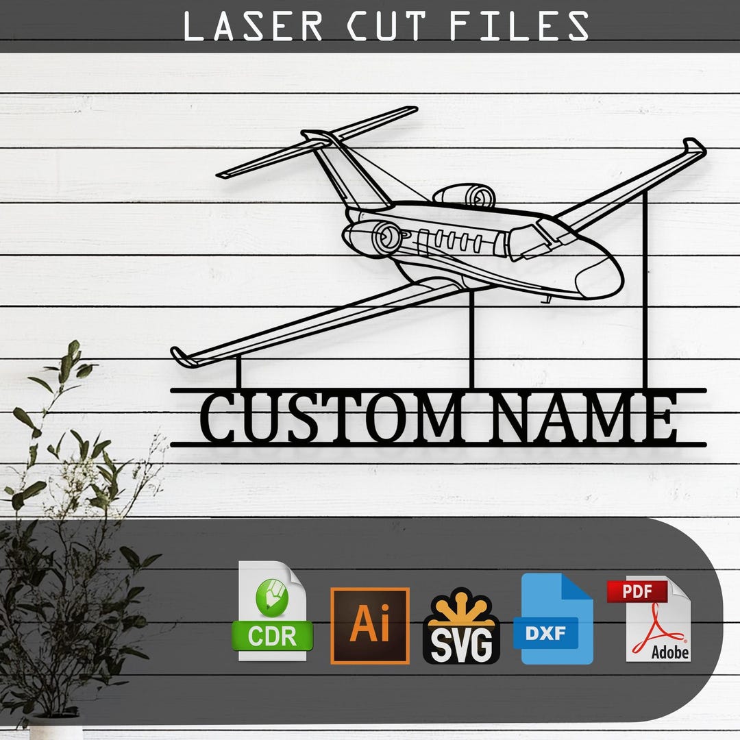 Custom Citation M2 Angle Airplane Silhouette - Svg Dxf AI Pdf Cdr EPS ...