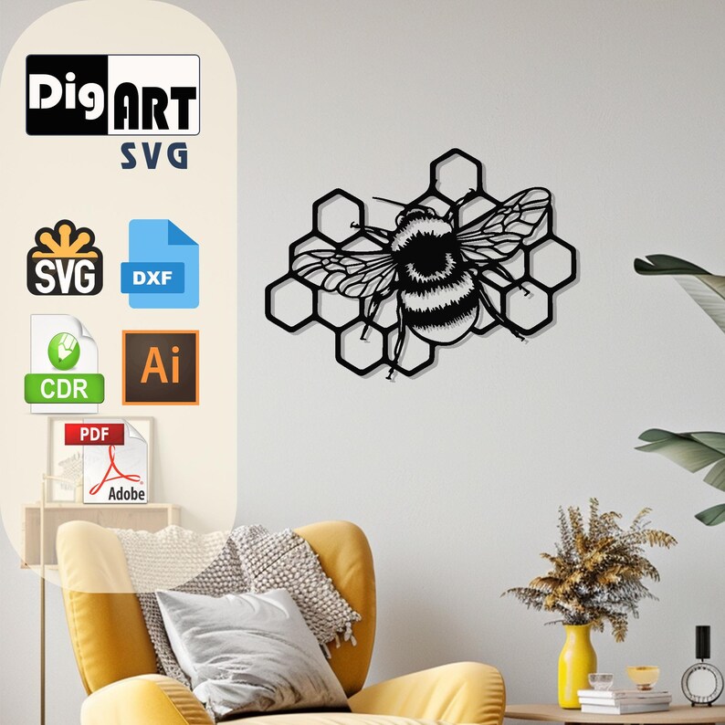 Decorative Bee Laser Cut Vector Design SVG, DXF, Ai, Pdf Files ...