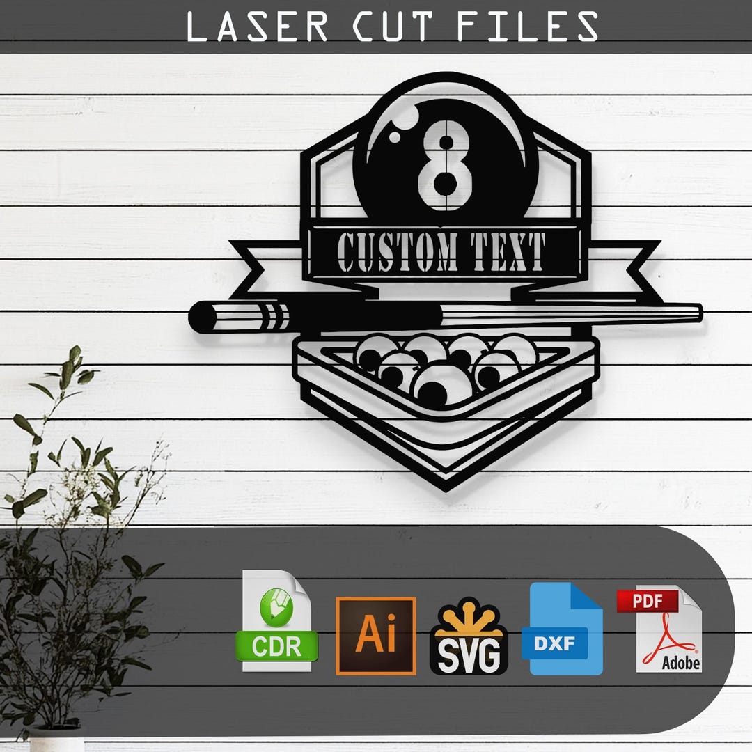 Customizable Billiards Laser Cut Vector Design – SVG, DXF, Ai, Pdf ...