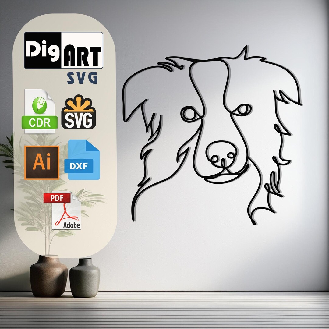 Border Colie Line Art Dog Laser Cut Design SVG, DXF, Ai, Pdf Files for ...