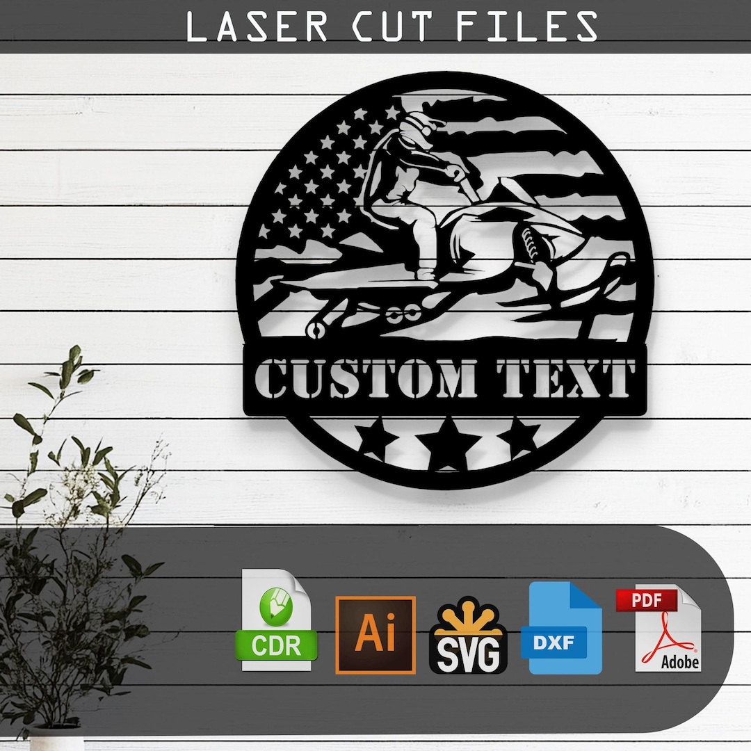 Customizable USA Flag Snowmobile SVG Laser Cut File – Glowforge, Cricut ...
