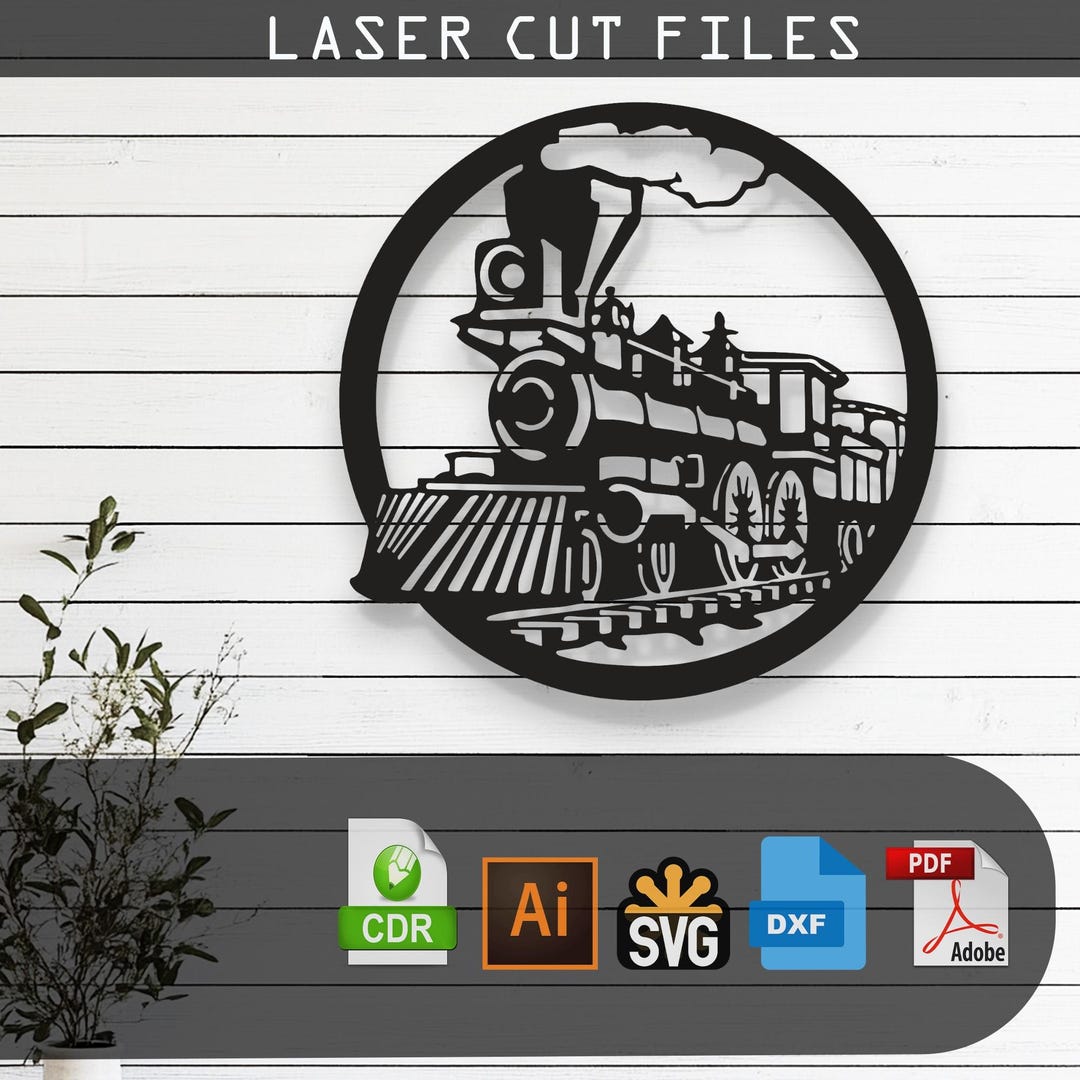 Train Laser Cut SVG/DXF File | Metal Art Wall Art, Engraving Decal ...