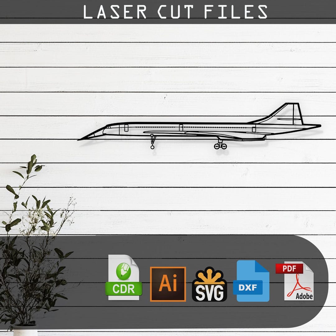 BAC Concorde Airplane Silhouette Laser Cut Vector – SVG, DXF, Ai, Pdf ...