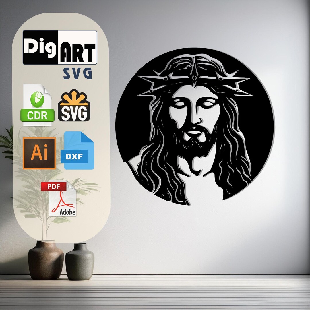 Decorative Jesus Laser Cut Vector Design – SVG, DXF, Ai, Pdf Files ...