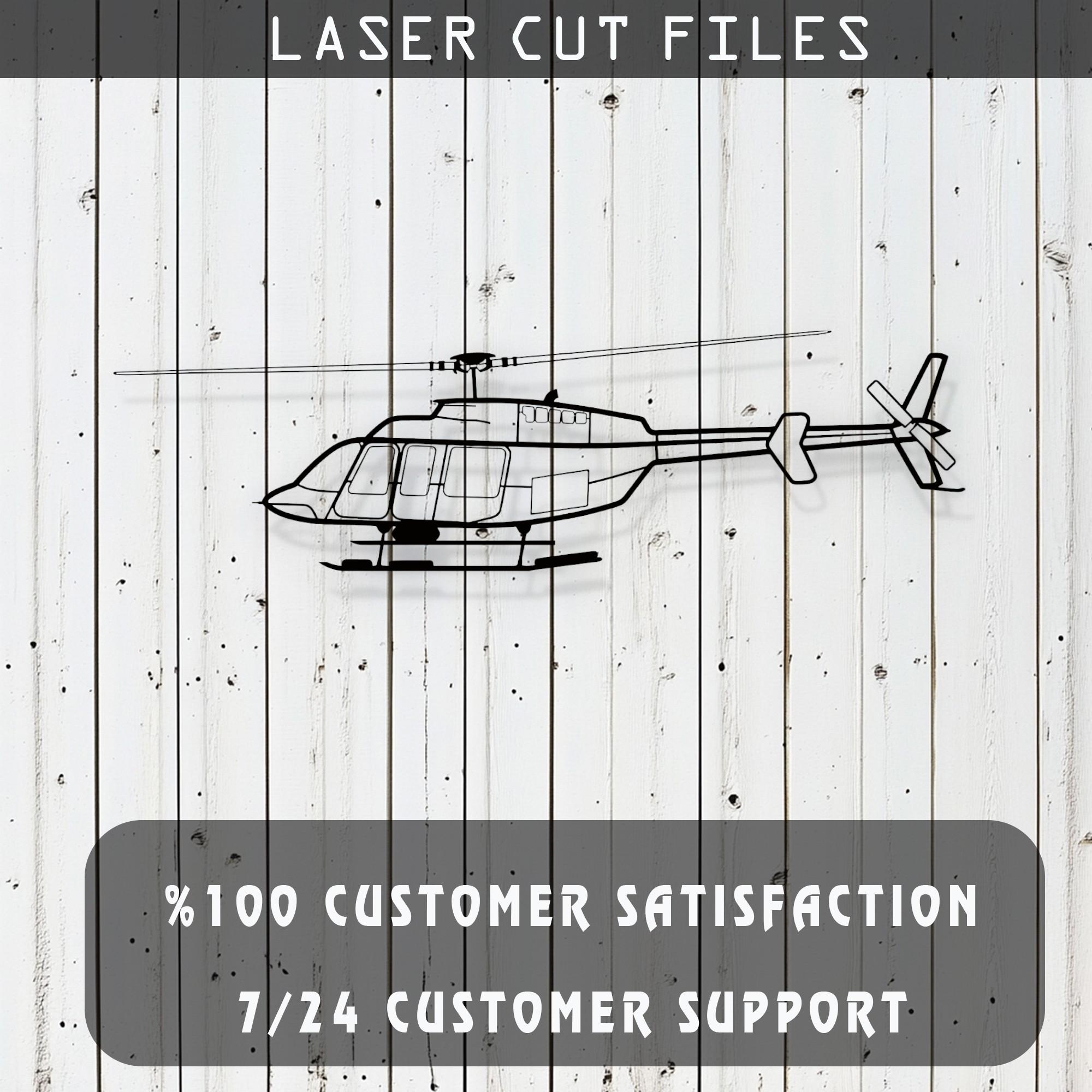 Bell 407 Helicopter Silhouette Laser Cut Vector Design – SVG, DXF, Ai ...