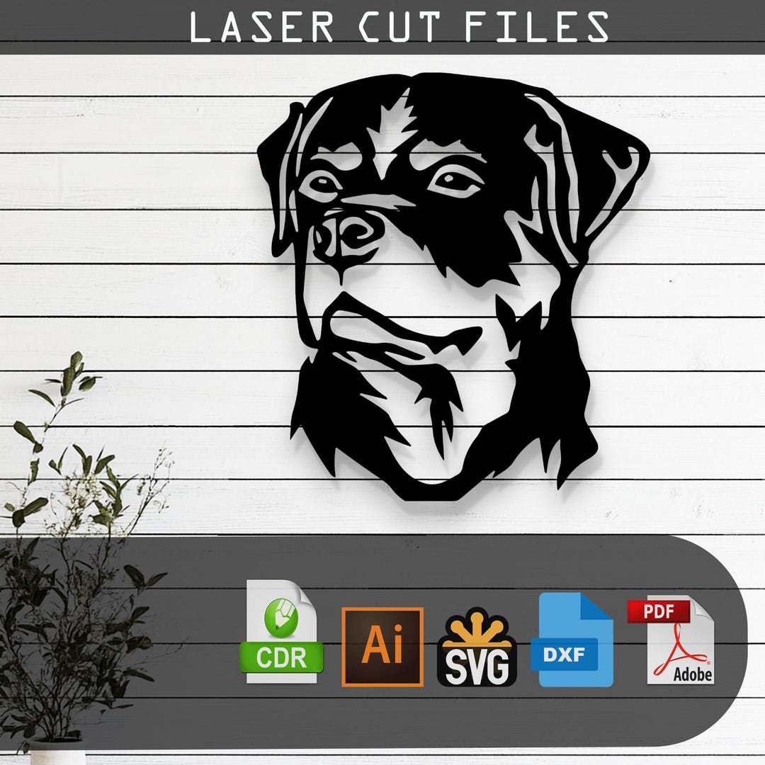Decorative Rottweiler Silhouette Laser Cut, Vector Files– SVG, DXF, Ai ...