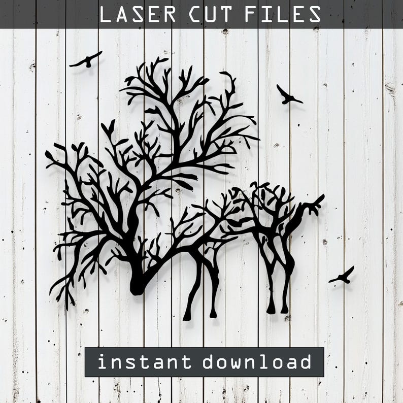 Tree Branch Deer Laser Cut Vector Design – SVG, DXF, Ai, Pdf Files for ...