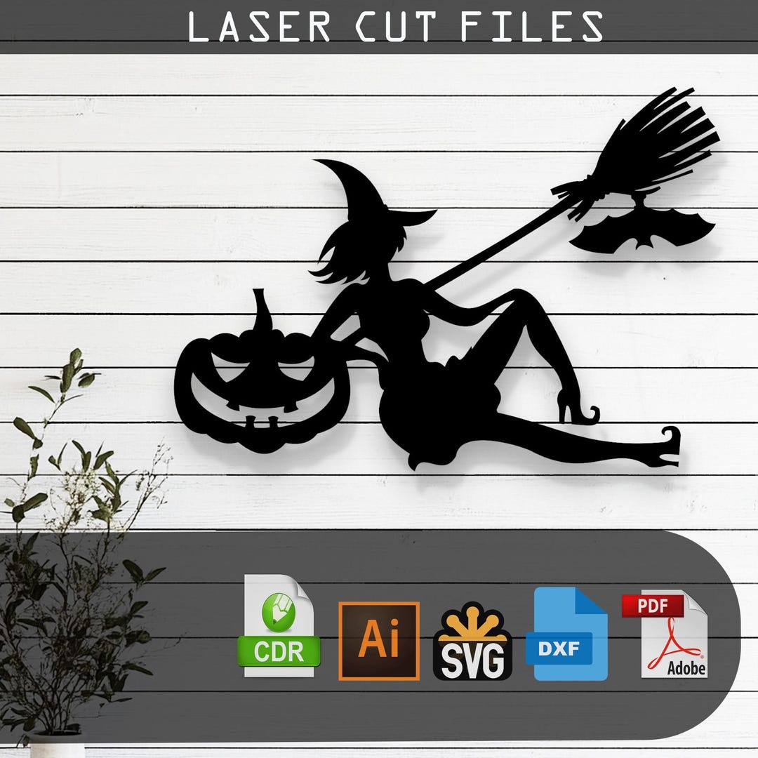 Halloween Witch Laser Cut Vector Design – SVG, DXF, Ai, Pdf Files for ...