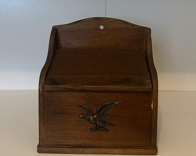Vintage Farmhouse Cottage MCM Wooden Hanging or Tabletop Recipe Box ...