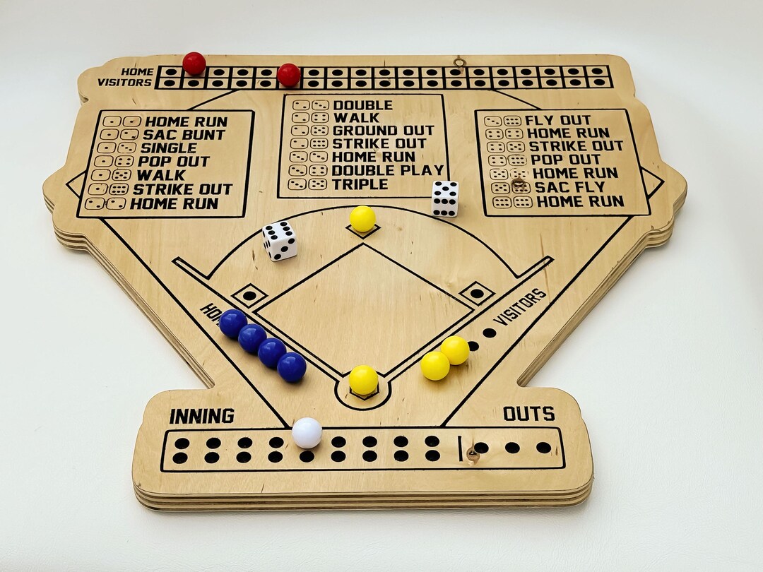Baseball Game, Wooden With Marbles and Dice for Kids or Adults - Etsy