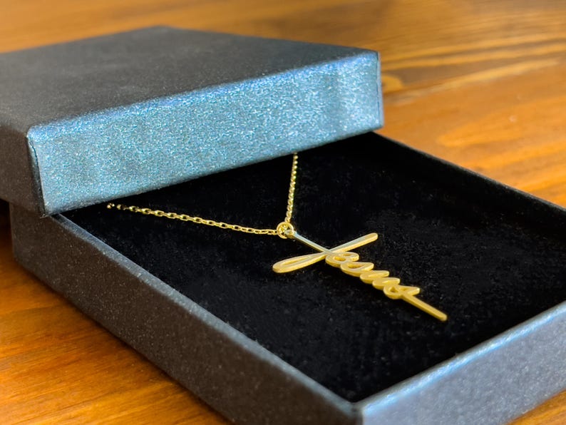 14K Gold Plated Jesus Name Necklace, Christian Faith Jewelry Gift for ...
