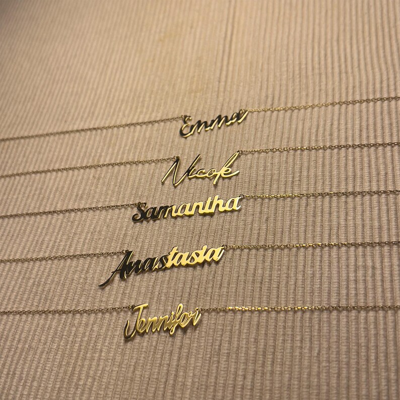 Custom 14k Gold Name Necklace - Personalized Birthday Jewelry - Etsy