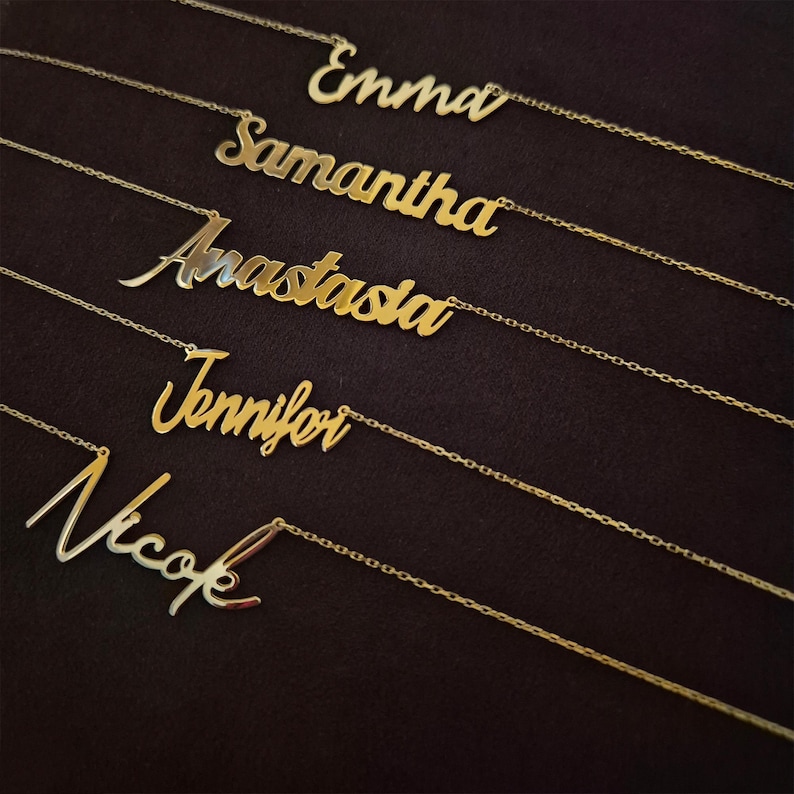 Custom 14k Gold Name Necklace - Personalized Birthday Jewelry - Etsy
