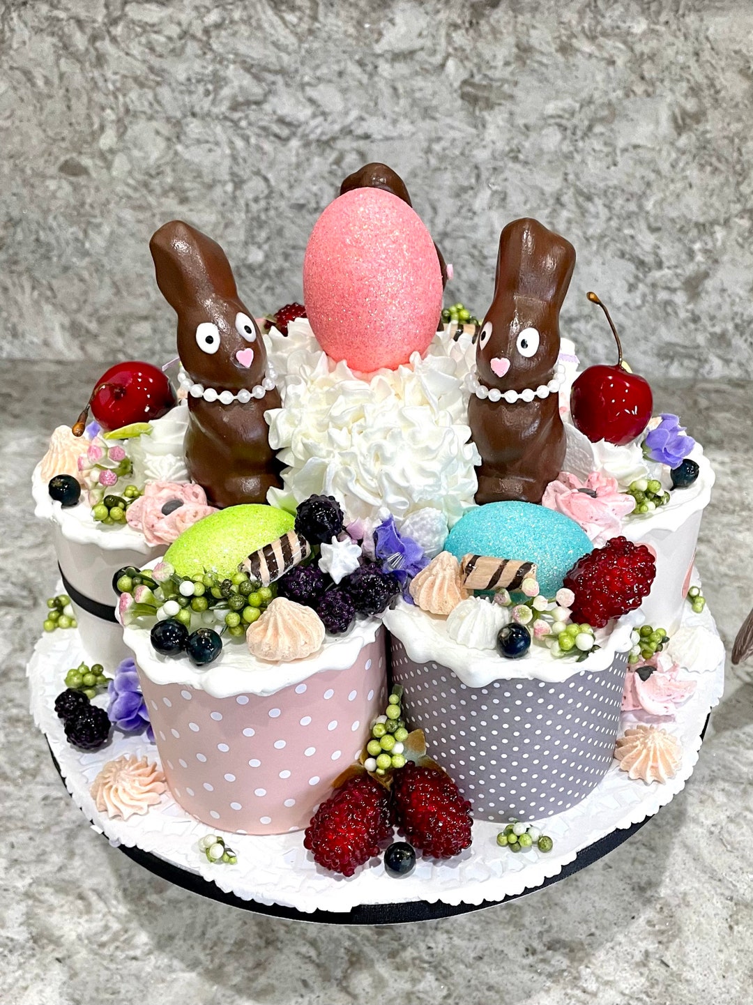 SALE Easter Chocolate Bunny Centerpiece / Cake Easter Bakery Decor - Etsy