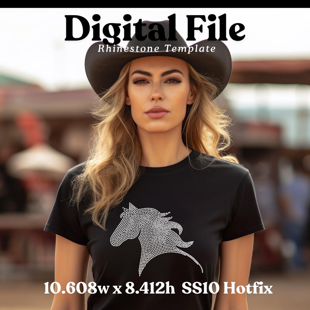 Horse Rhinestone SS10 Template, 1 Layer Silhouette Hotfix Sparkle ...