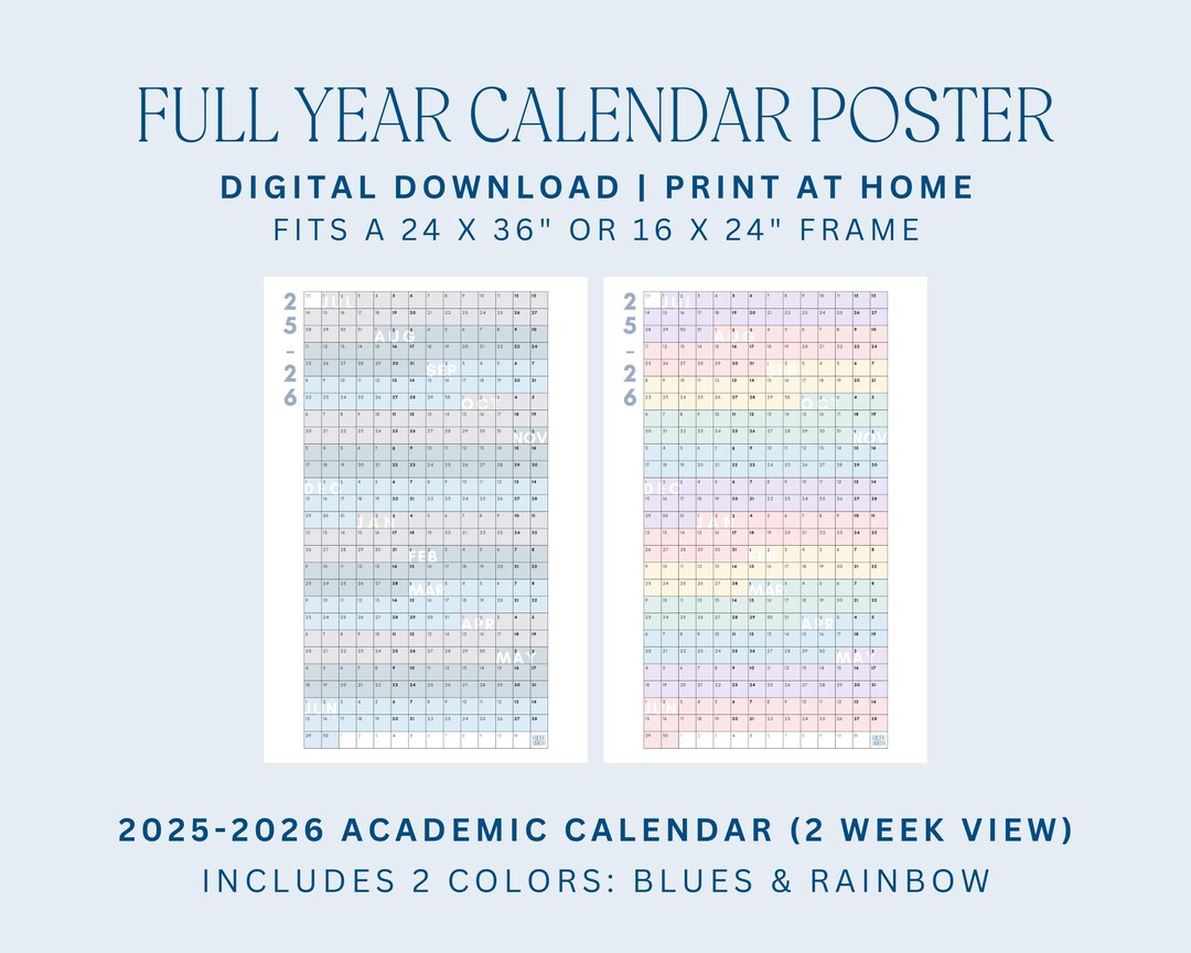 2025-2026 Academic Calendar (2 Week View) | Year Planner, Digital ...