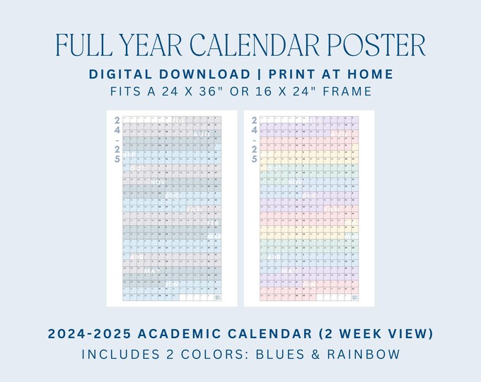 2024 to 2025 Academic Year Planner, Full Year Planner on One Page in US ...