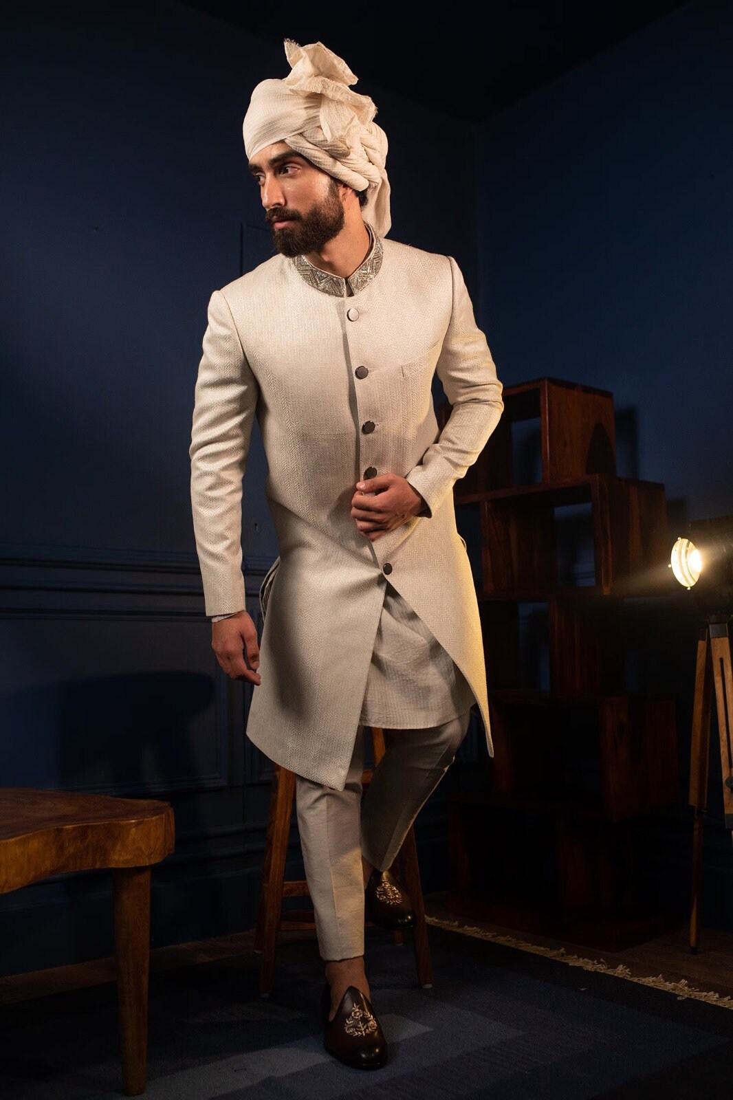 Indian Ethnic Designer Sherwani for Man, Handwork on Coller Sherwani ...